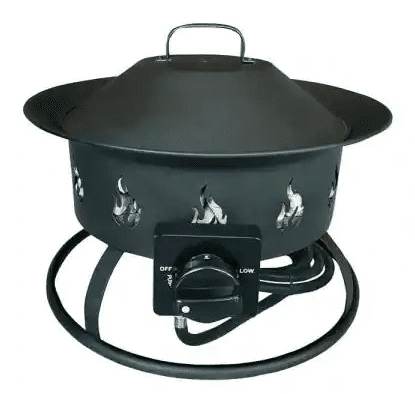 Portable Propane Campfire Pit - 19 Inch Black Round by AZ Patio